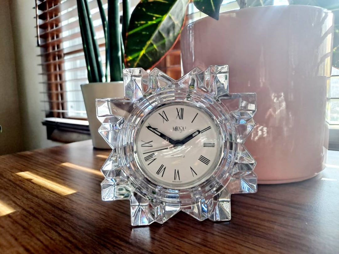 Vintage Mikasa Snowflake Starfire Clock, 1990s Desk or Mantle Clock ...
