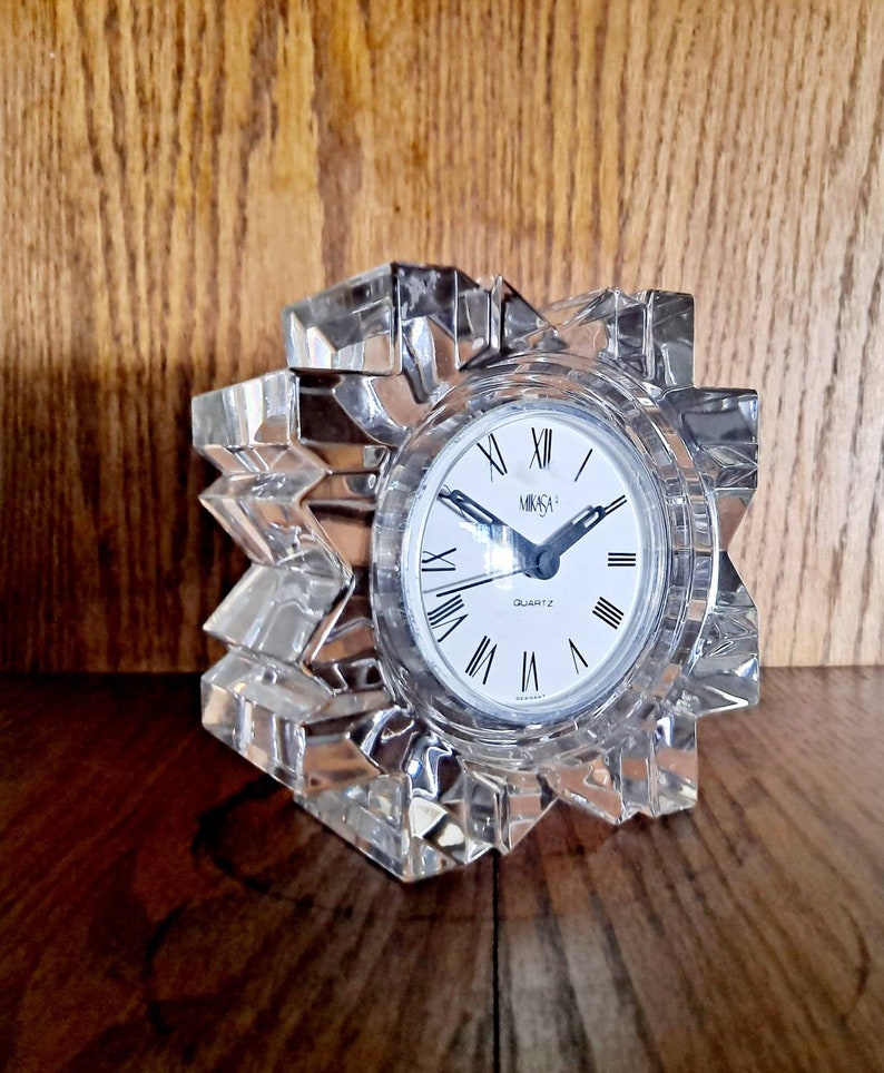Vintage Mikasa Snowflake Starfire Clock, 1990s Desk or Mantle Clock ...