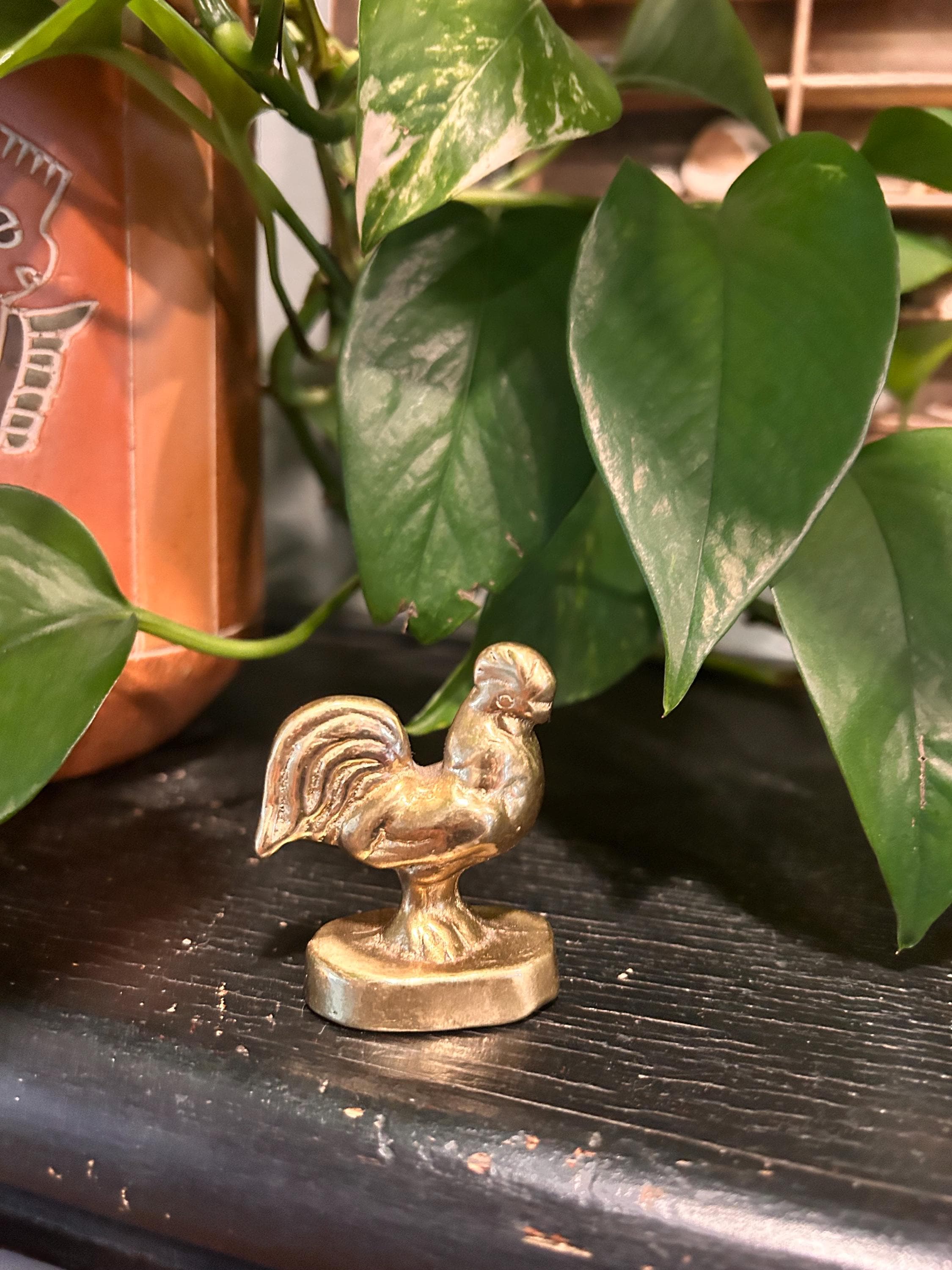 Vintage French Brass Rooster Figurine, Valleau, Paperweight, Farmhouse ...