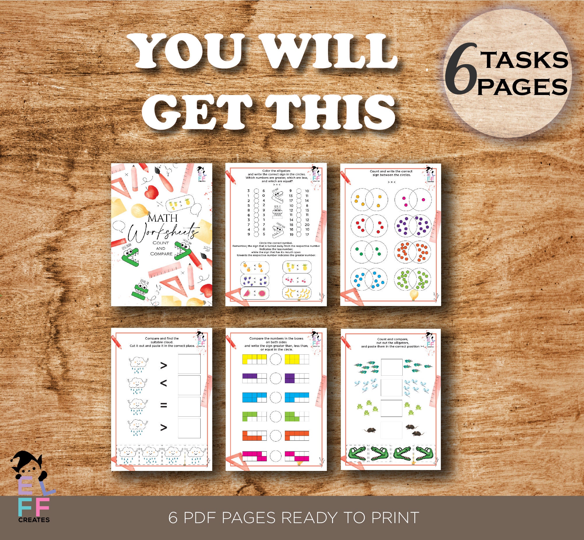 Printable MATH Worksheets Comparing Numbers Greater Than Less Than ...