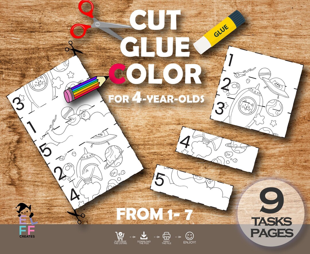 Cut, Glue, Color Activity - Homeschool Montessori Materials - Printable ...