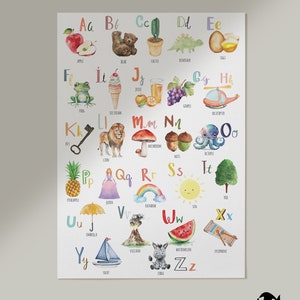 ALPHABET ACTIVITY SET Watercolor Poster Montessori Flashcards Bundle ...