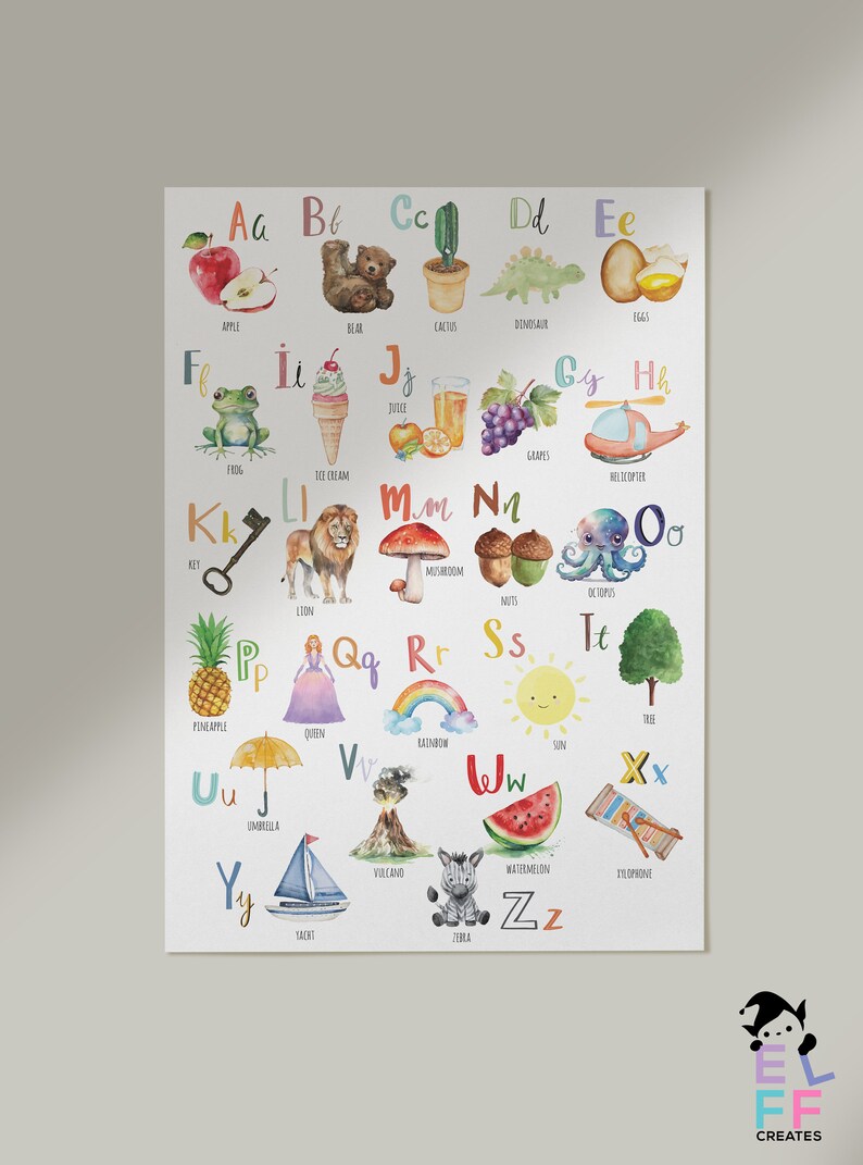 ALPHABET ACTIVITY SET Watercolor Poster Montessori Flashcards Bundle ...