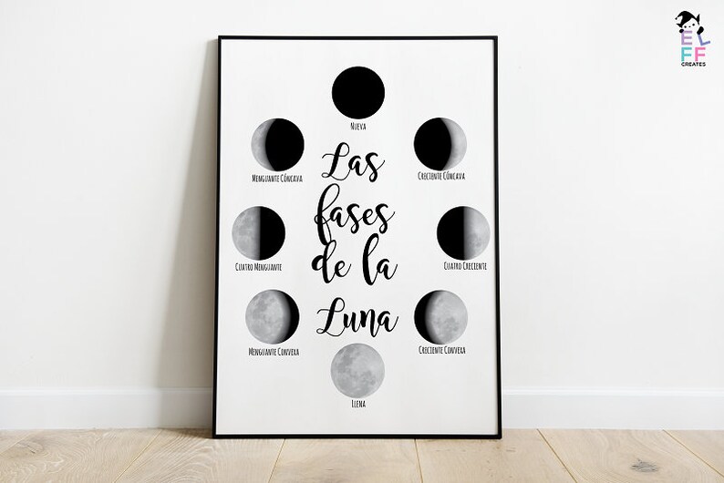Lunar Phases Poster Spanish Las Fases De La Luna Montessori Printable ...