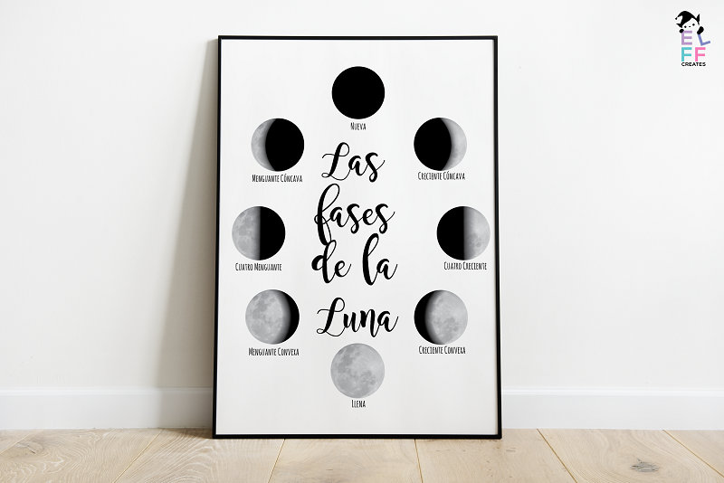 Lunar Phases Poster Spanish Las Fases De La Luna Montessori Printable ...