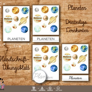Planets Flashcards 3 Part Cards Montessori Learning Material Solar ...