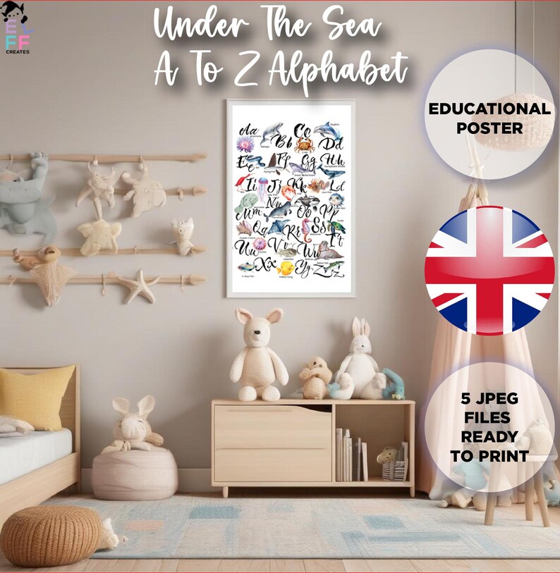 Under the Sea A to Z Alphabet Poster Educational Printable Learning ...