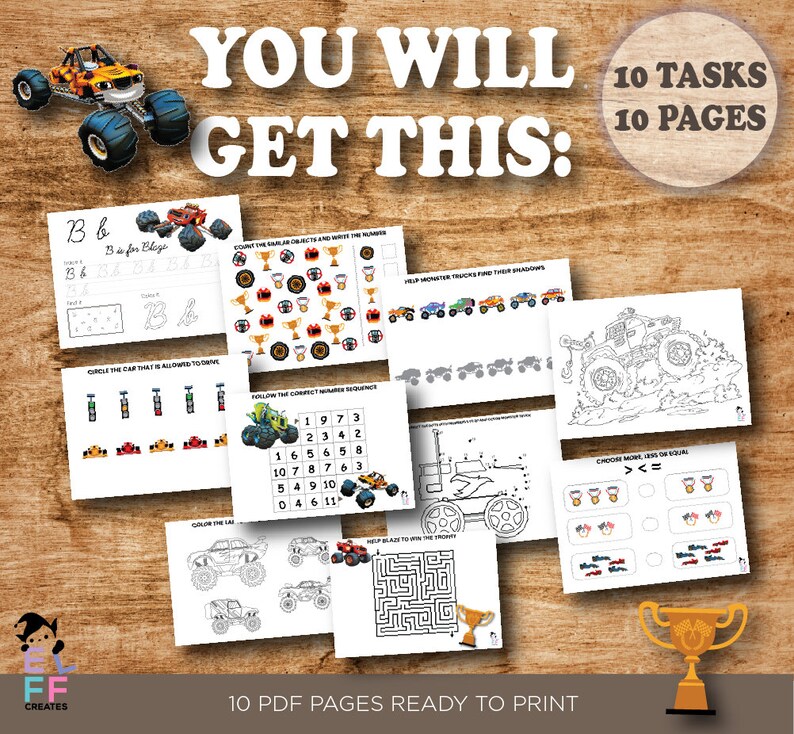 Printable Monster Truck Worksheets homeschool Montessori Materials ...