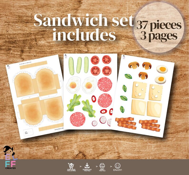 Printable Sandwich Set for Kids - Paper Craft Activity - Toddler ...