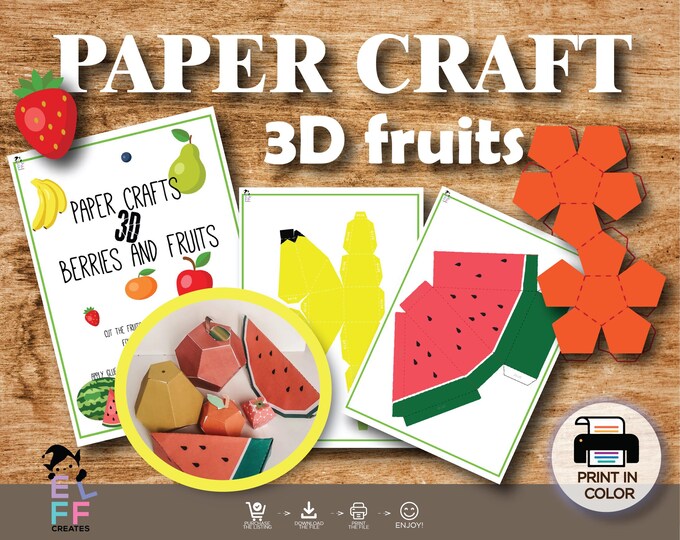 3D Fruit Papercraft, Kids Activities Page, Printable, Fruit Basket ...