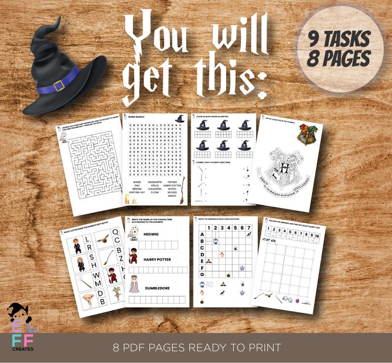 Printable Harry Potter Worksheets Homeschool Montessori Materials ...