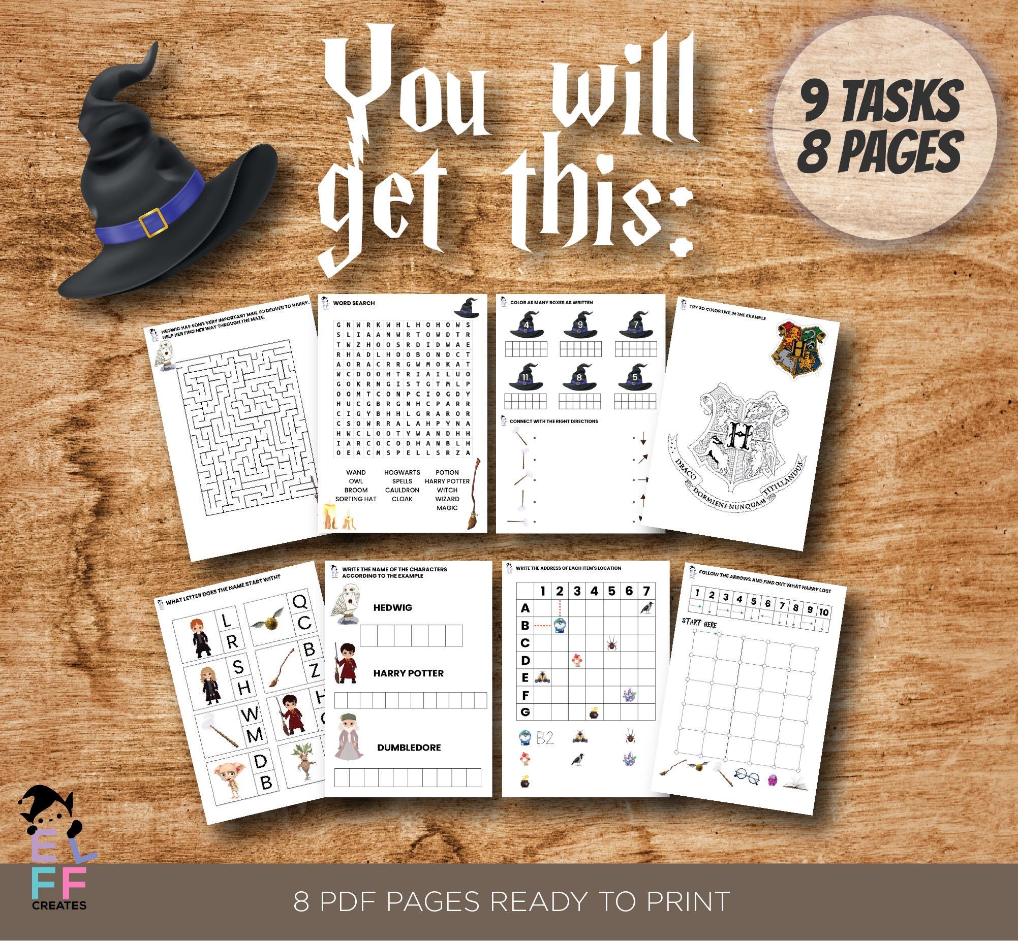 Printable Harry Potter Worksheets Homeschool Montessori Materials ...