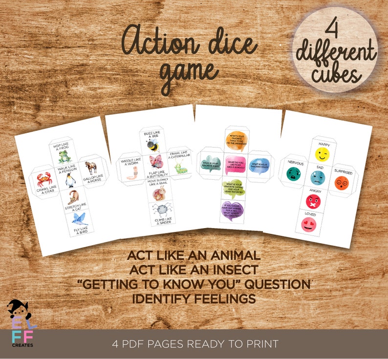 ACTION DICE - Activity Cube - Activity Game for Toddlers,montessori ...