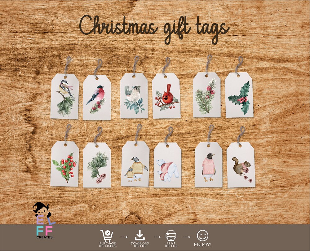 Printable Christmas Gift Tags CUSTOM Christmas Gift Tags Christmas Gift ...