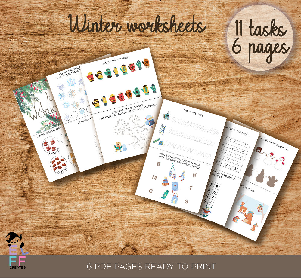 Printable Winter Worksheets Workbook for Pre-school Activity Book for ...
