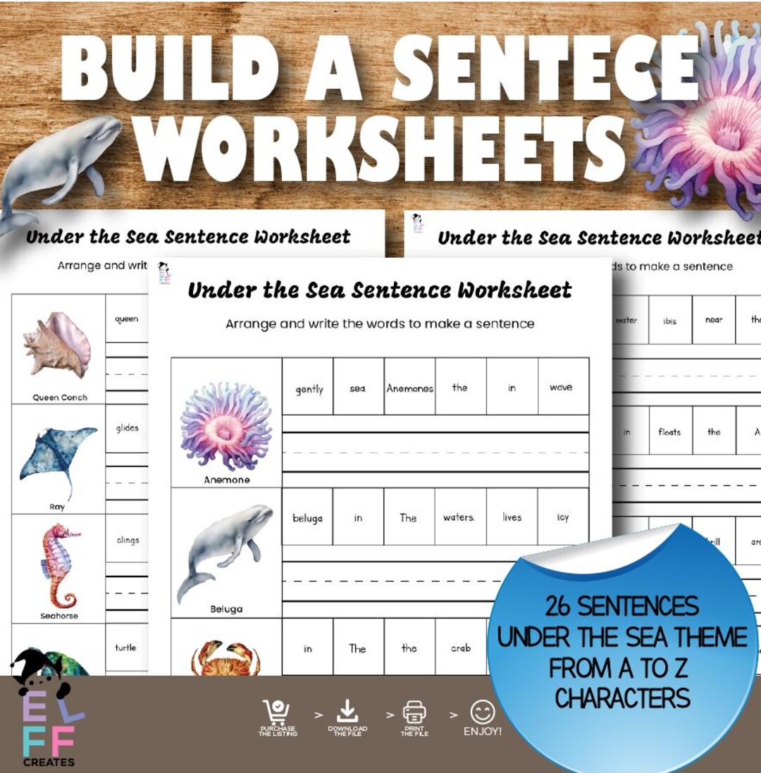 Build the Sentence Worksheets, Printable Sentences Writing Practice ...