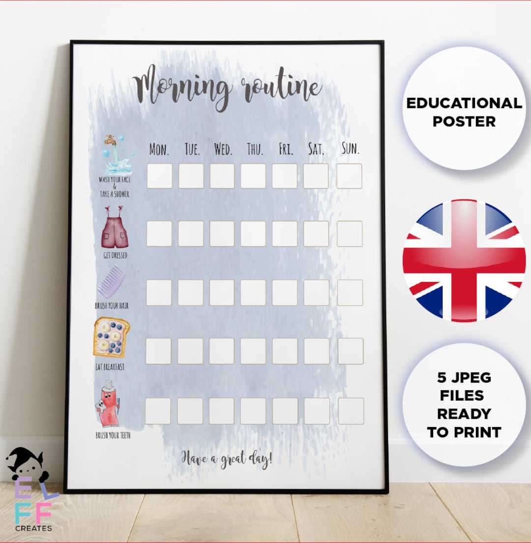 Printable Routine Flip Chart MORNING ROUTINE Kids Routine Chart Daily ...