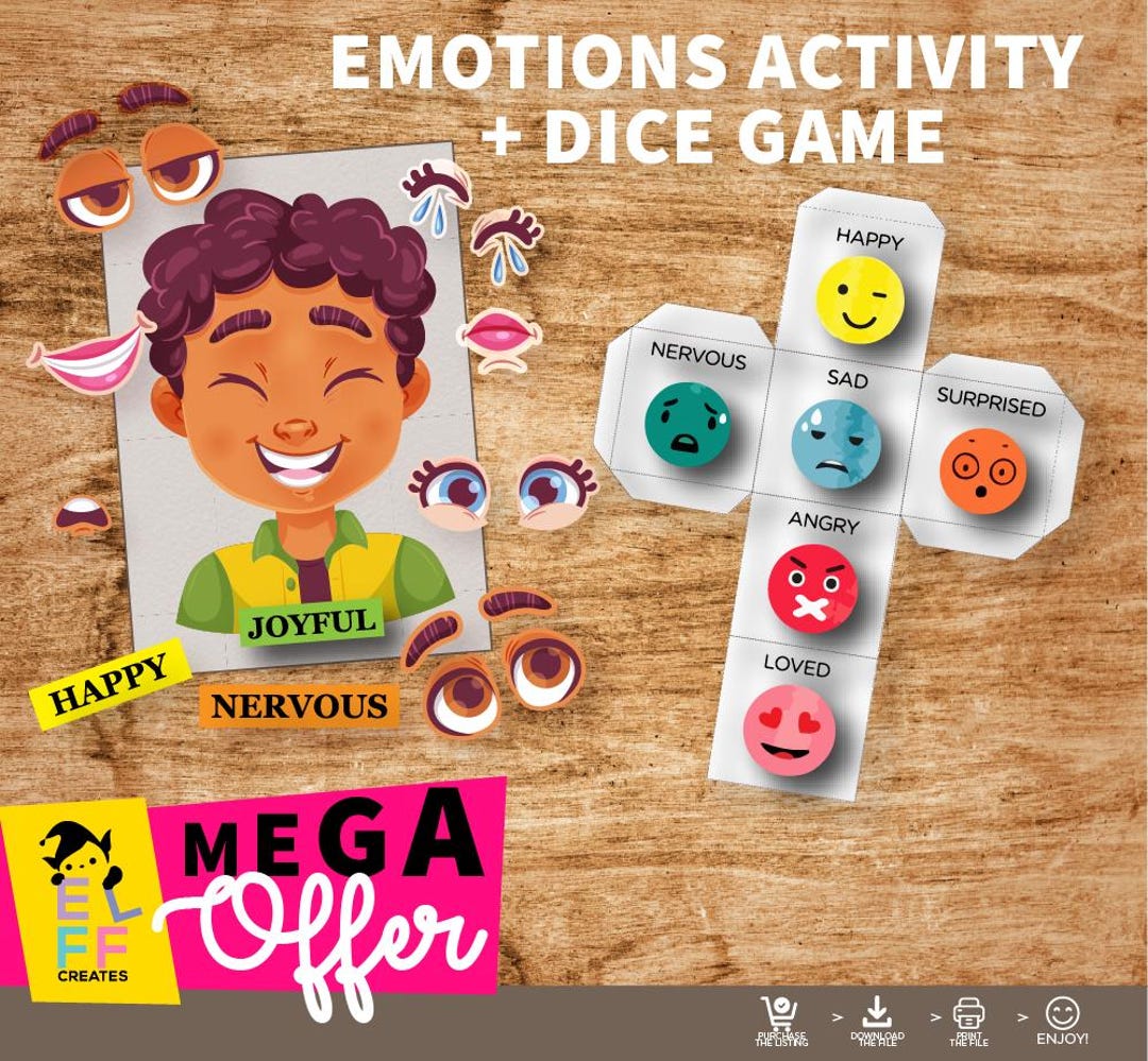 Emotions Activity for Kids Boy and Girl Printable Toddler Feeling Chart ...