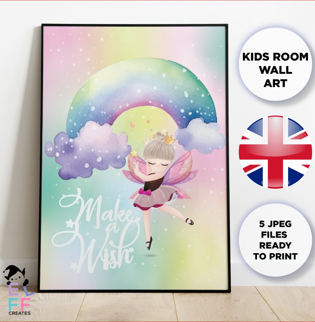 Fairy Poster - Pixie Poster - Rainbow Wall Art - Kids Room - Girls Room ...