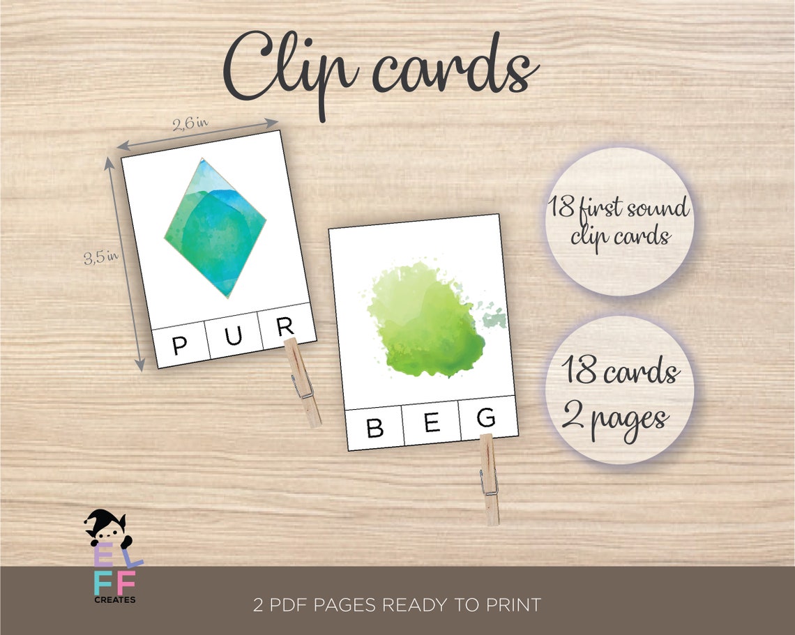 Printable Clip Cards Shapes and Colors Alphabet Clip Cards Montessori ...