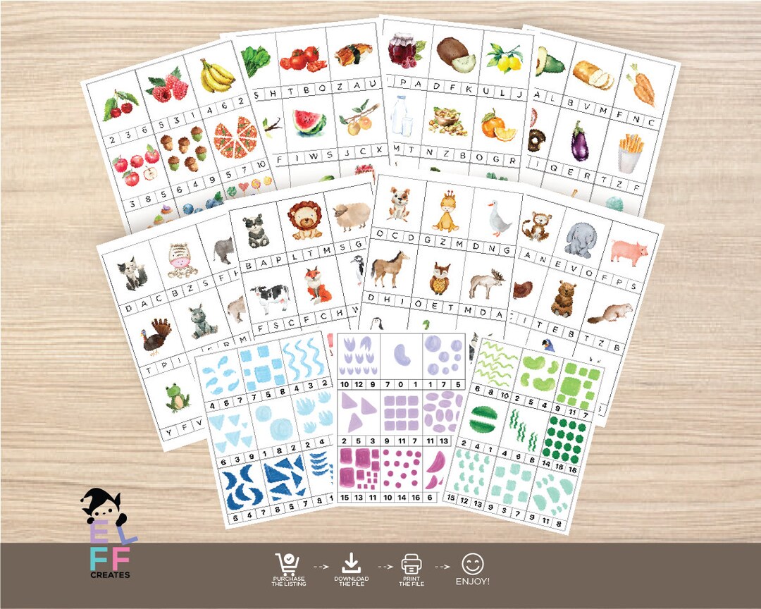 Alphabet and Counting Clip Cards - Clip and Count - Montessori Learning ...