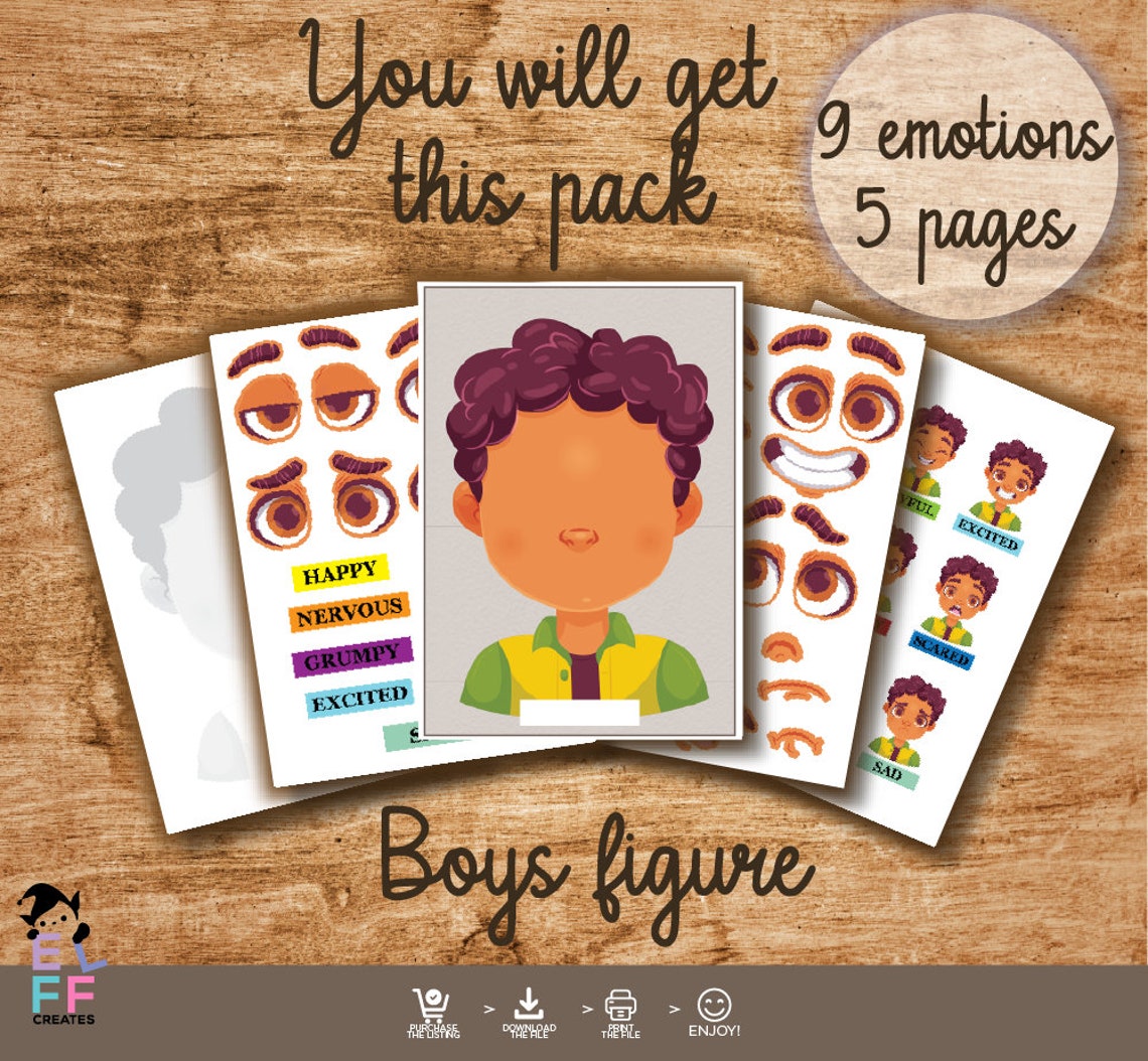 Emotions Activity for Kids - Boy and Girl Printable - Toddler Feeling ...