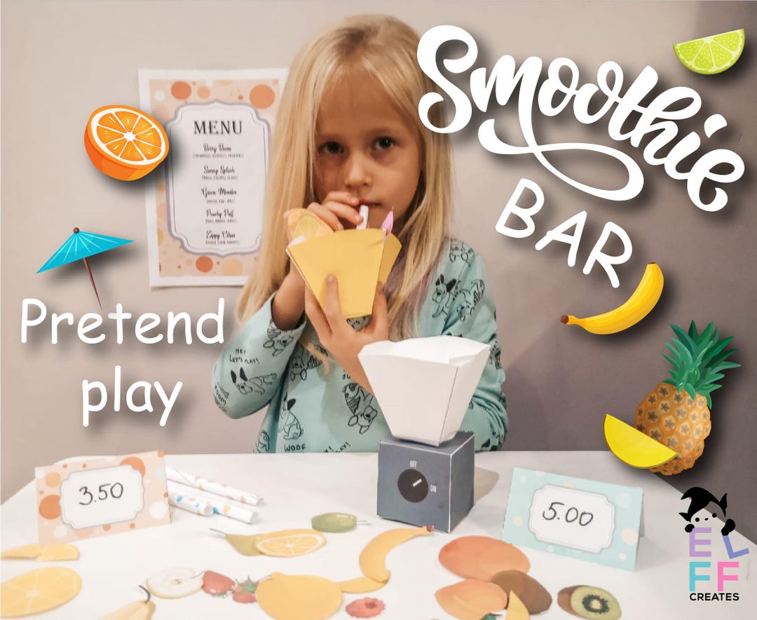 Printable Pretend Play Smoothie Bar - Paper Craft Activity - Toddler ...