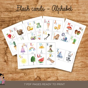 ALPHABET ACTIVITY SET Watercolor Poster Montessori Flashcards Bundle ...