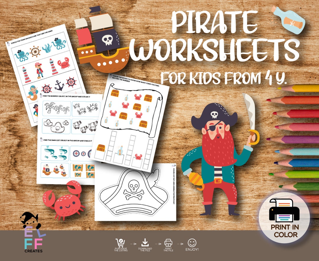 Pirate Toddler Busy Book, Printable Quiet Book, Preschool Activity ...