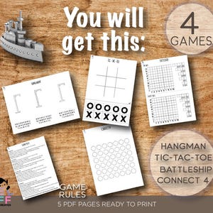 Classic Board Game Set, Battleship - Tic-tac-toe - Hangman - Connect4 ...