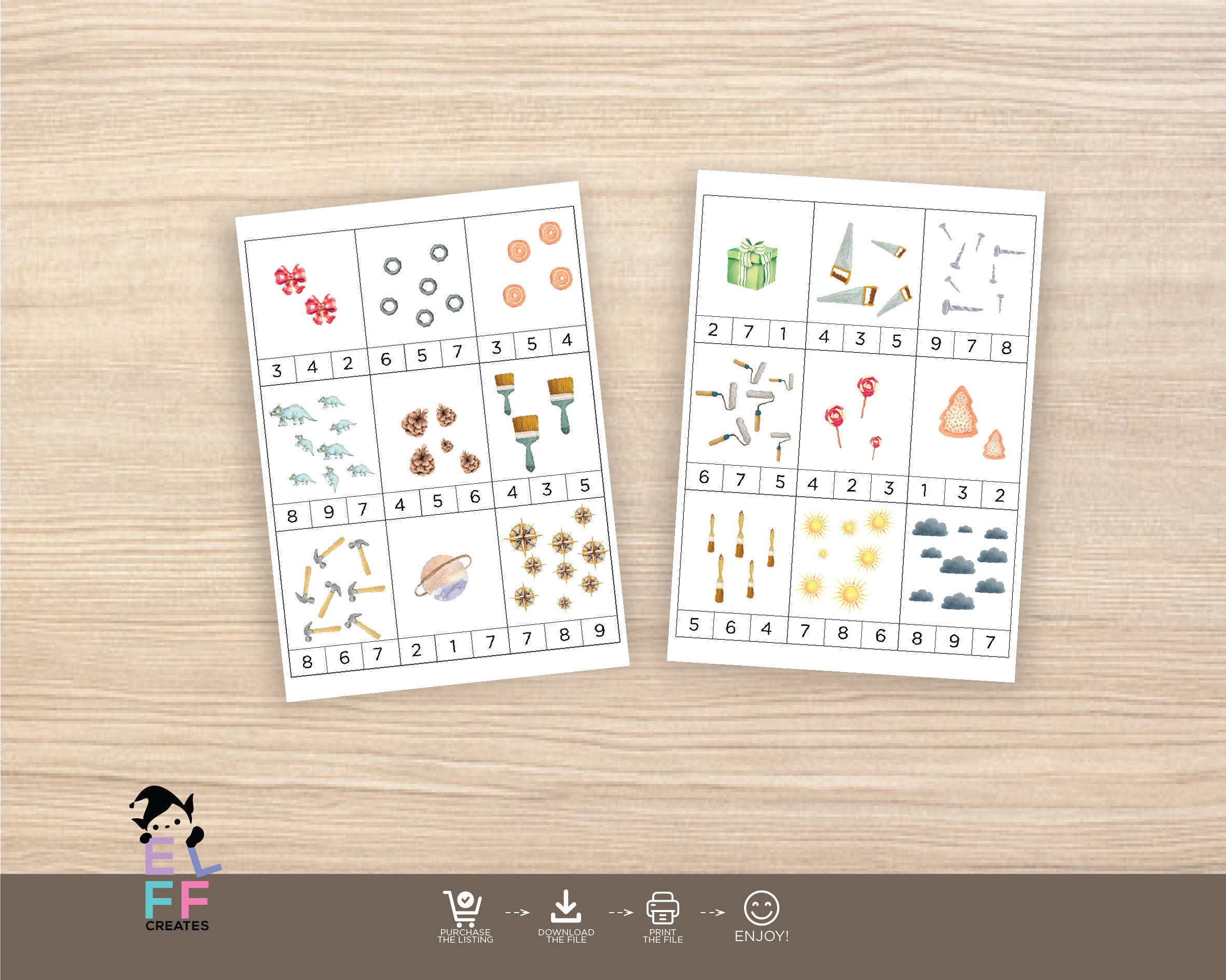 Printable Clip Cards Count and Clip Numbers Clip Cards Montessori ...