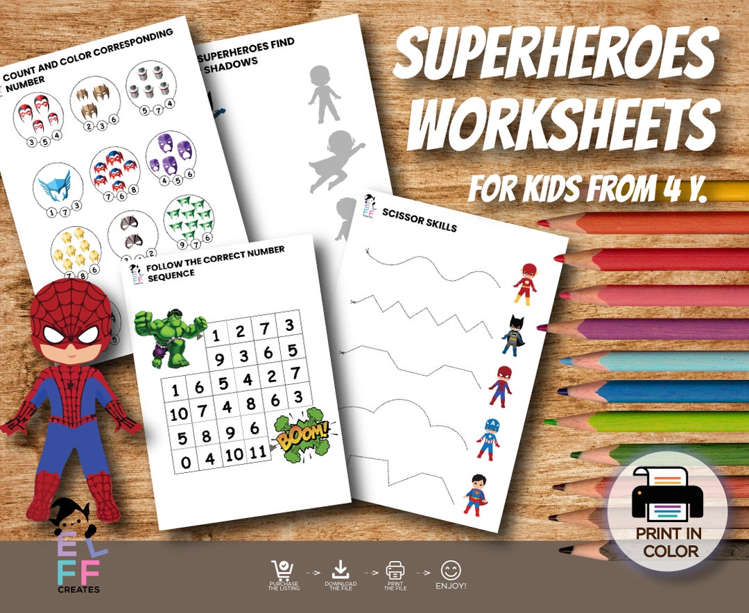 Printable Superheroes Worksheets homeschool Montessori Materials ...