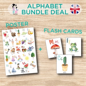 ALPHABET ACTIVITY SET Watercolor Poster Montessori Flashcards Bundle ...