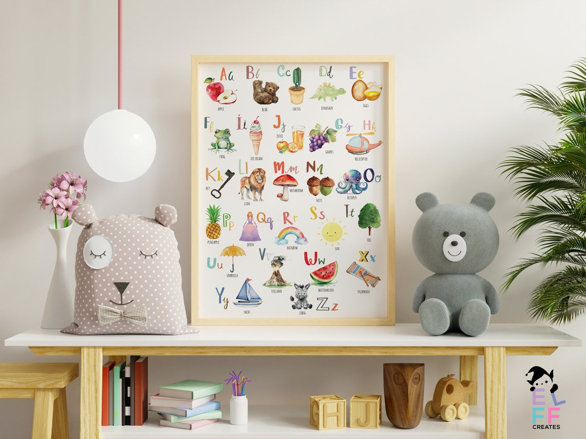 ALPHABET ACTIVITY SET Watercolor Poster Montessori Flashcards Bundle ...