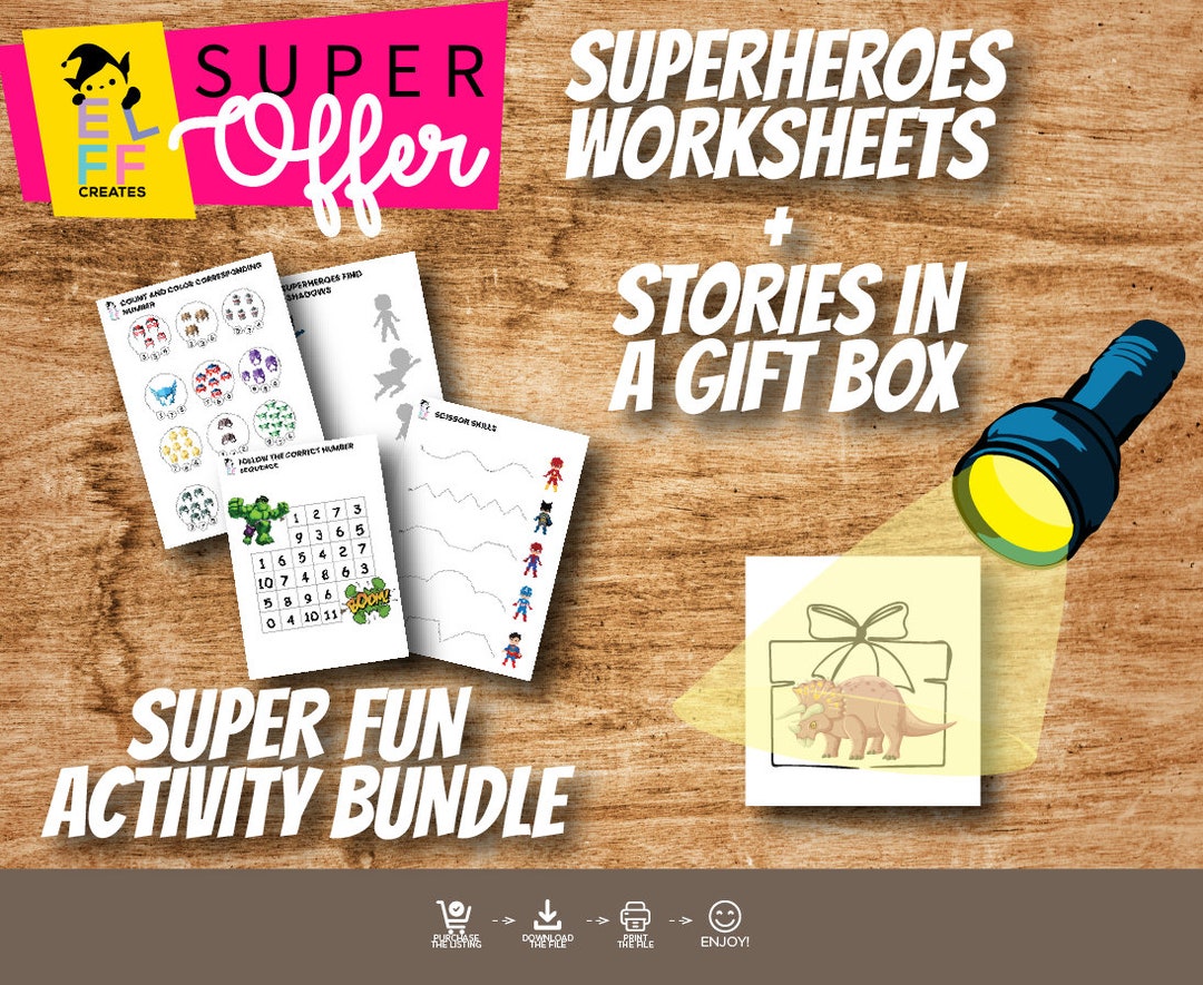 Printable Superheroes Worksheets FLASHLIGHT Reveal Guessing Game ...