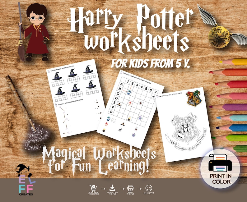 Printable Harry Potter Worksheets Homeschool Montessori Materials ...