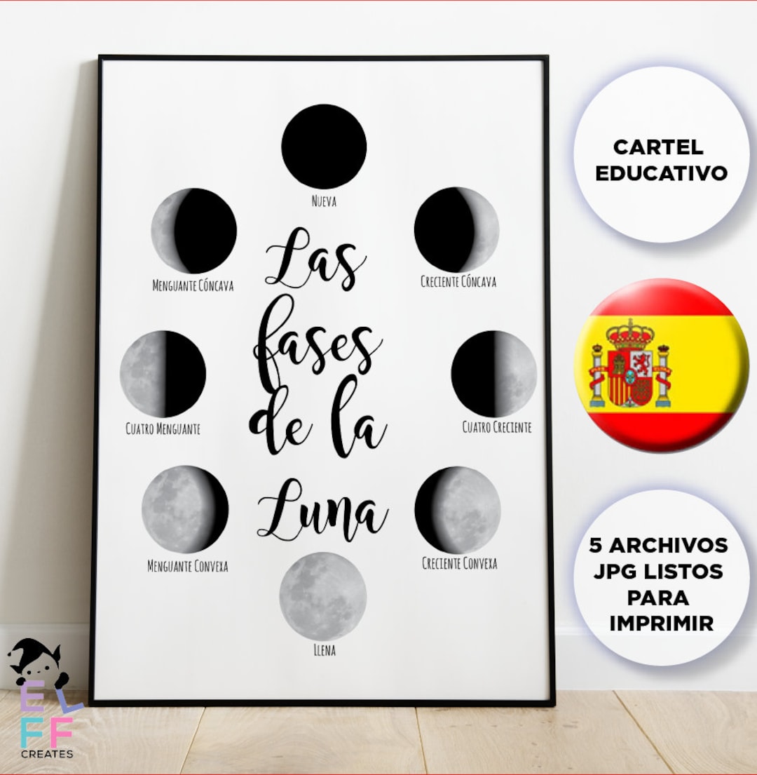 Lunar Phases Poster Spanish - Las Fases De La Luna - Montessori ...