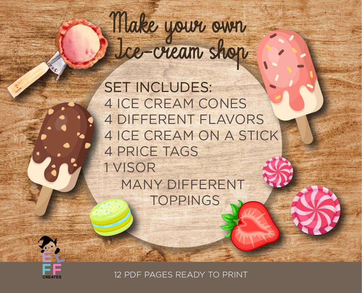 Printable Ice Cream Set for Kids Paper Craft Activity Toddler ...