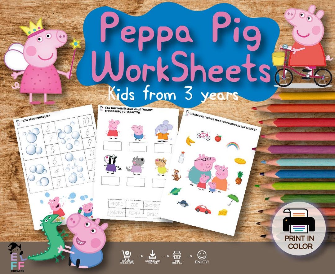 Peppa Pig Activity Worksheets Homeschool Montessori Materials Preschool ...