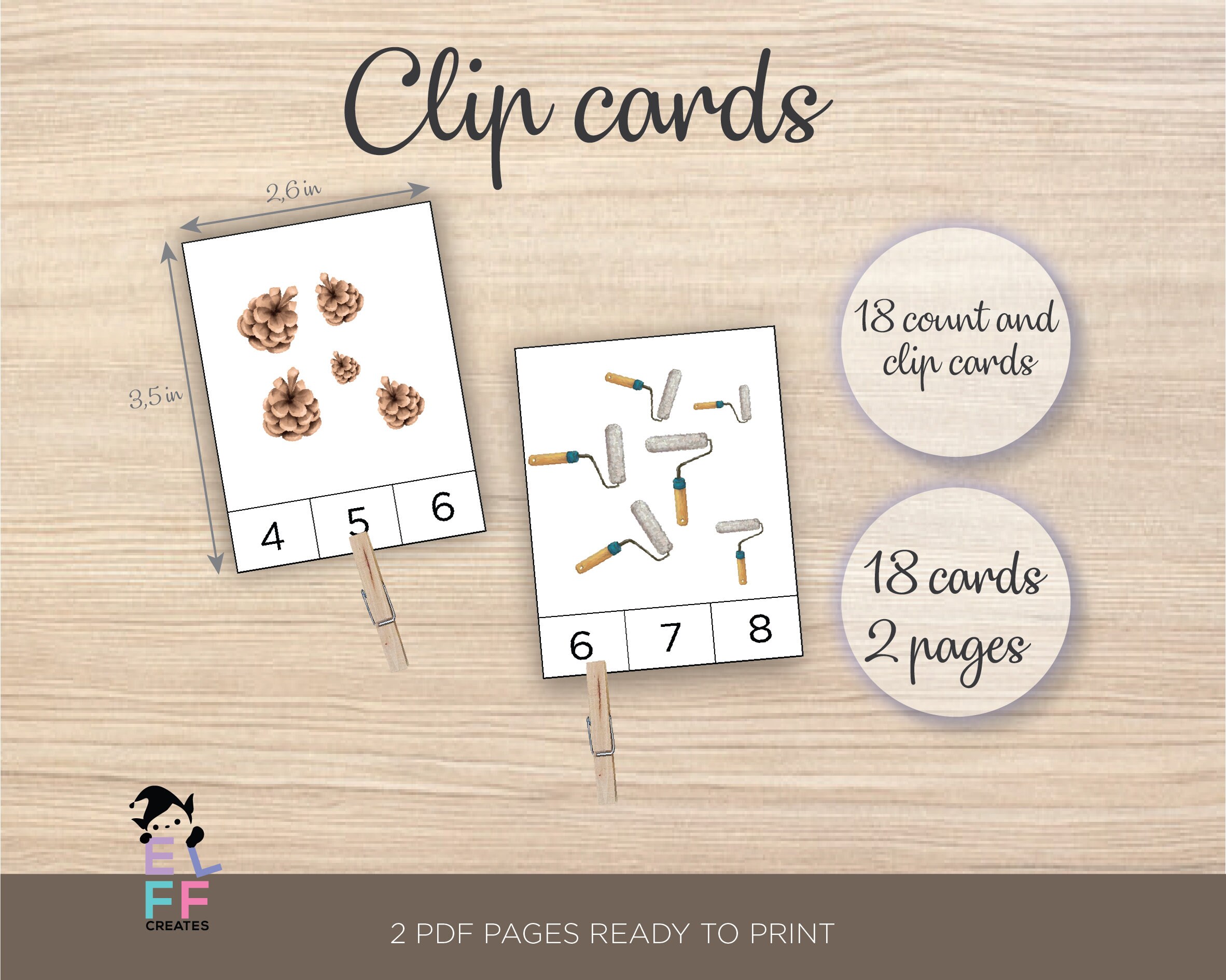 Printable Clip Cards Count and Clip Numbers Clip Cards Montessori ...
