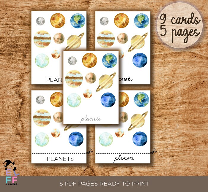 SOLAR SYSTEM Bundle Deal Solar System Poster Montessori FLASHCARDS With ...