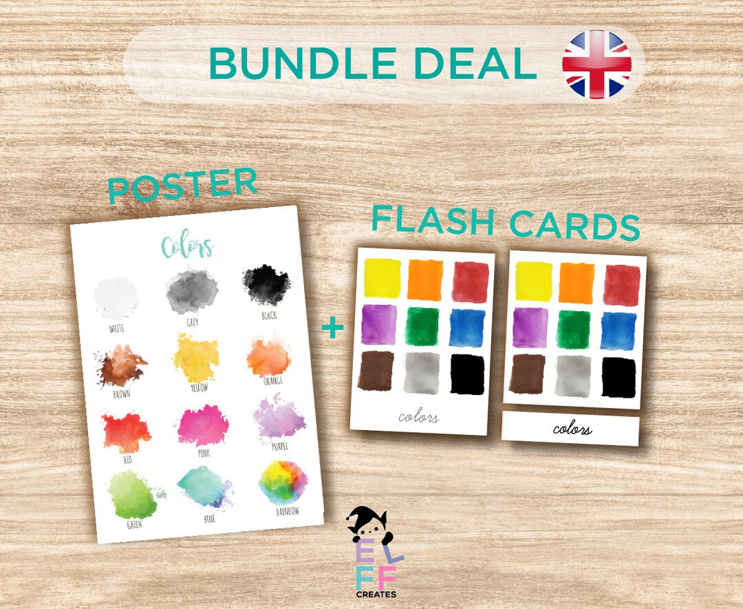 COLOR ACTIVITY SET Watercolour Poster Montessori Flashcards Bundle Deal ...