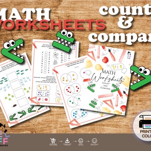 Printable MATH Worksheets - Comparing Numbers - Greater Than Less Than ...