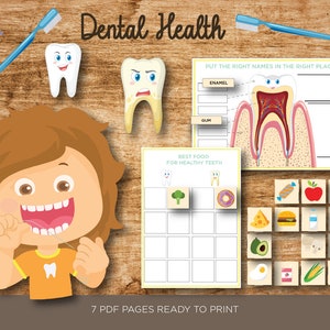 Printable DENTAL HEALTH Worksheets Homeschool Montessori Materials ...