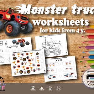 Monster Truck Preschool Worksheets - Etsy