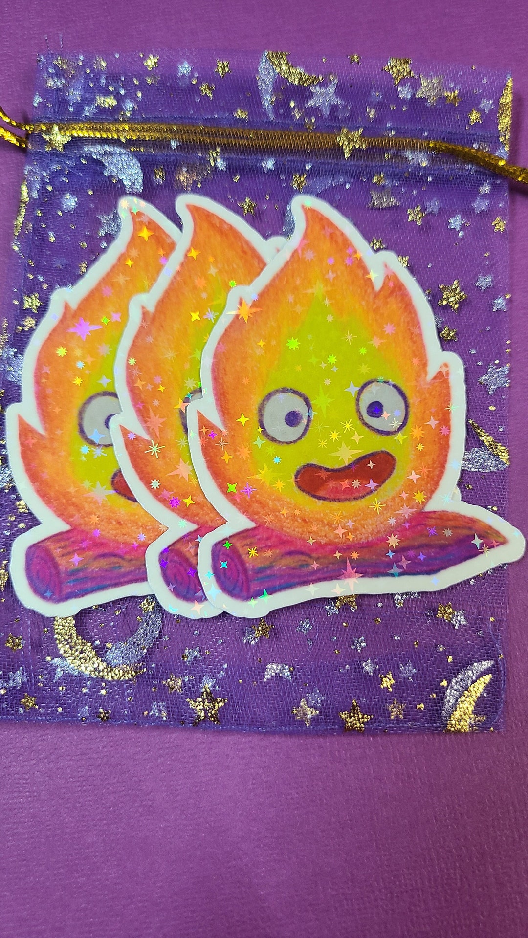 Sparkly Calcifer Fan Art Sticker Studio Ghibli Howls Moving Castle ...