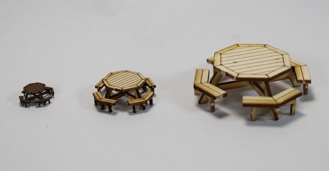 N, HO & O Scale Laser Cut Octagon Picnic Table Kit - Etsy