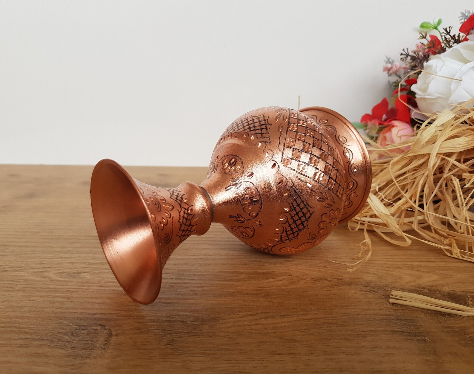 Rustic Copper Flower Vase,metal Decorative Pretty Farmhouse Vase,sweet ...