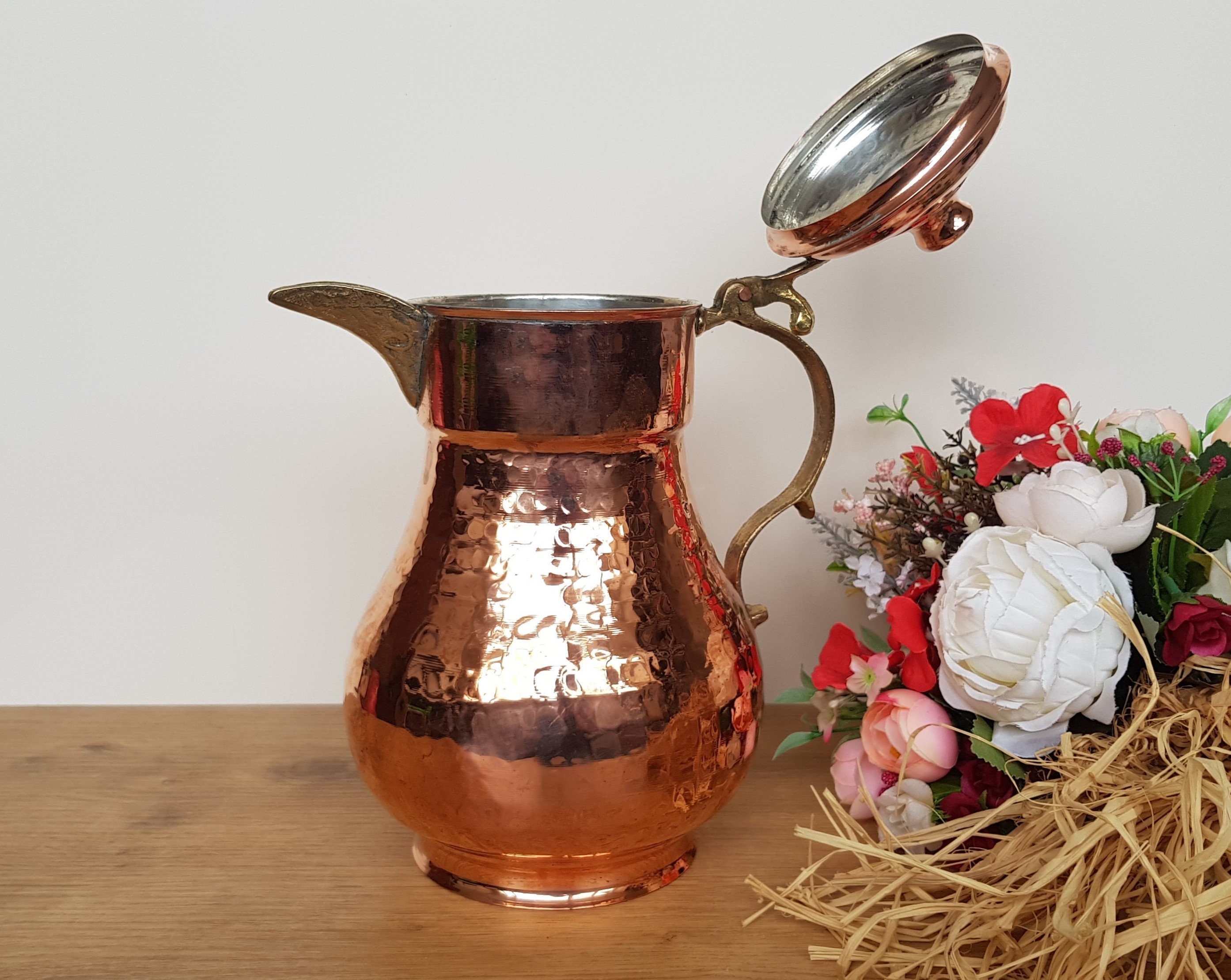 Copper Water Pitcherhandmade Tinned Copper Jugwater Jug - Etsy