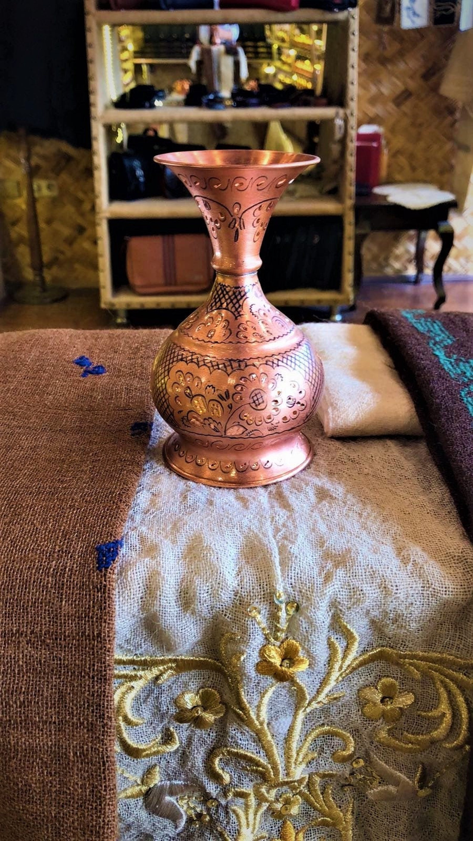 Rustic Copper Flower Vase,metal Decorative Pretty Farmhouse Vase,sweet ...